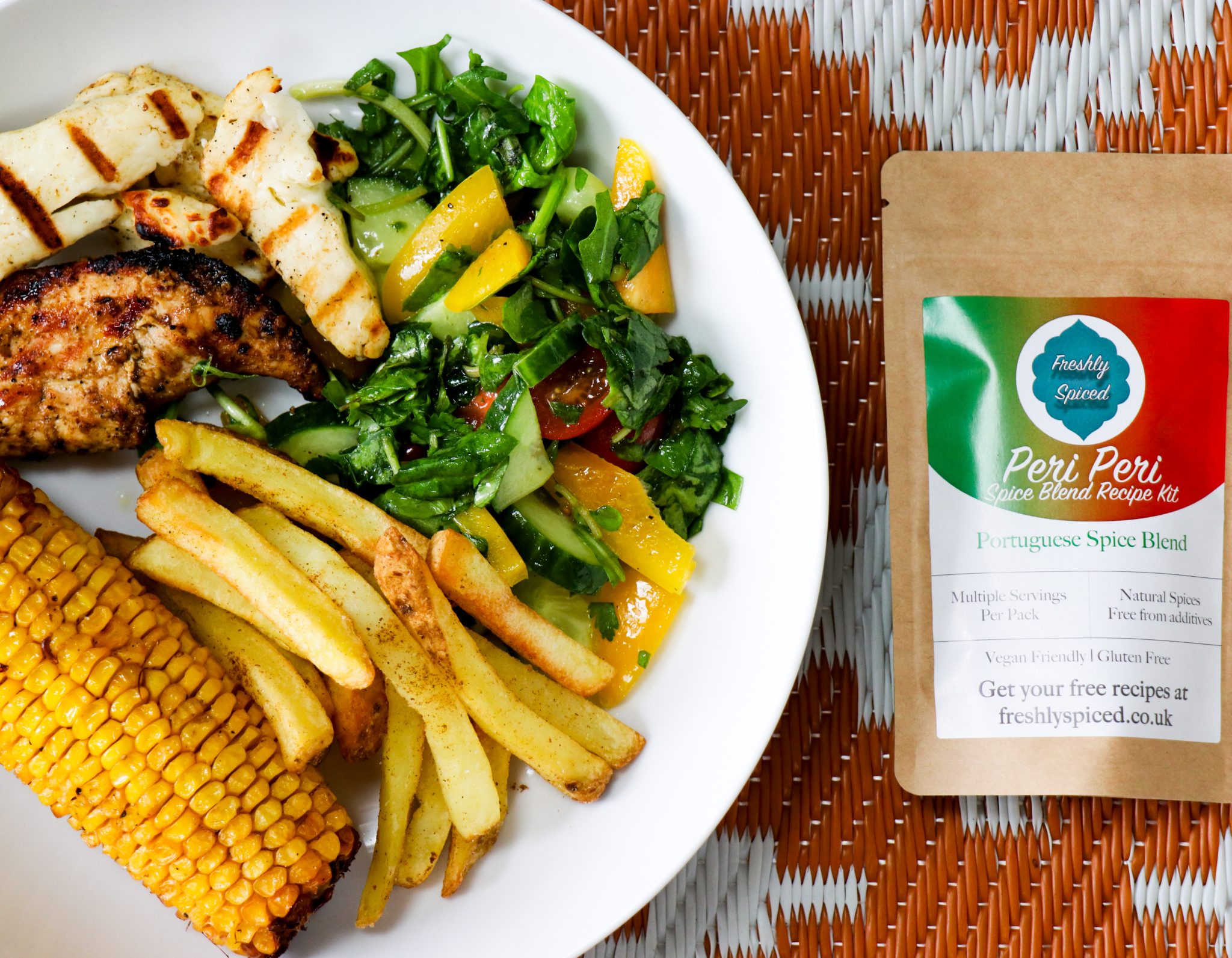 Peri Peri Chicken Chips & Halloumi Recipe | Freshly Spiced